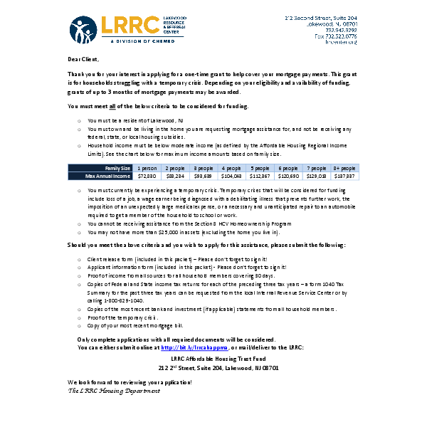 Program Information | LRRC