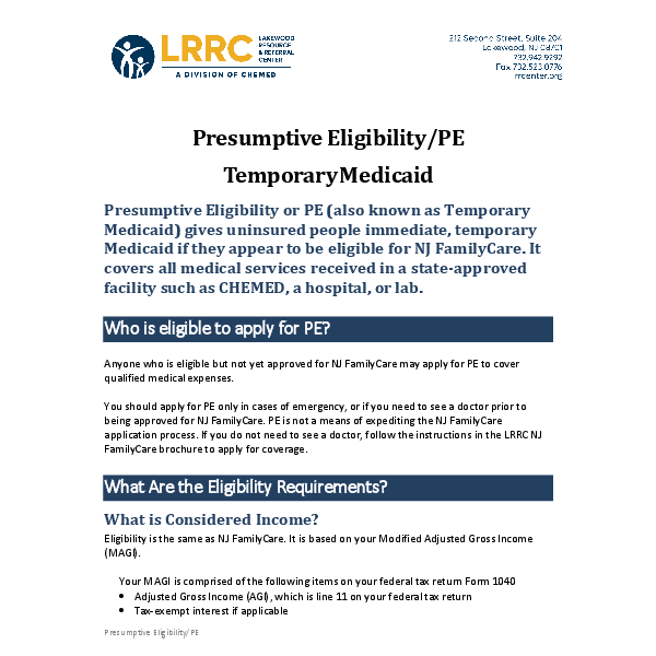 Important NJ FamilyCare Update - 07/2024 | LRRC